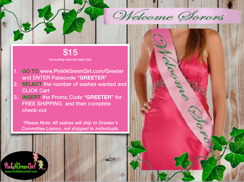 CRC Greeter's Sash | pinkngreengirl