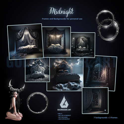 AI Midnight Frames and Backgrounds | GOLDWASSER.ART