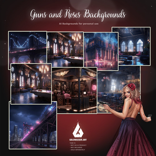 AI Guns and Roses backgrounds | GOLDWASSER.ART