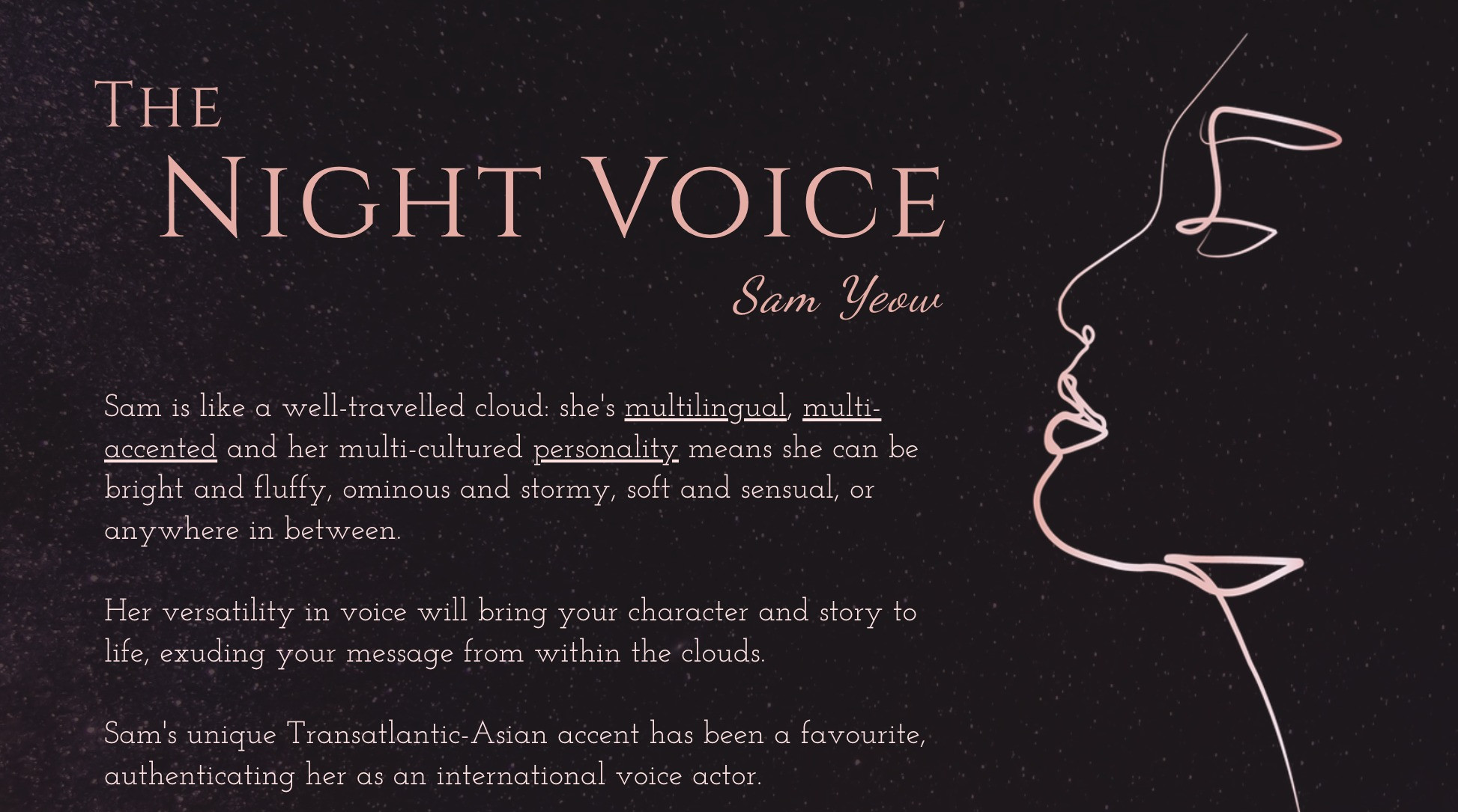 Versatile & International Voice Actor Sam Yeow