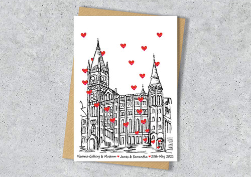 Victoria Gallery and Museum wedding day anniversary venue card, VGM ...
