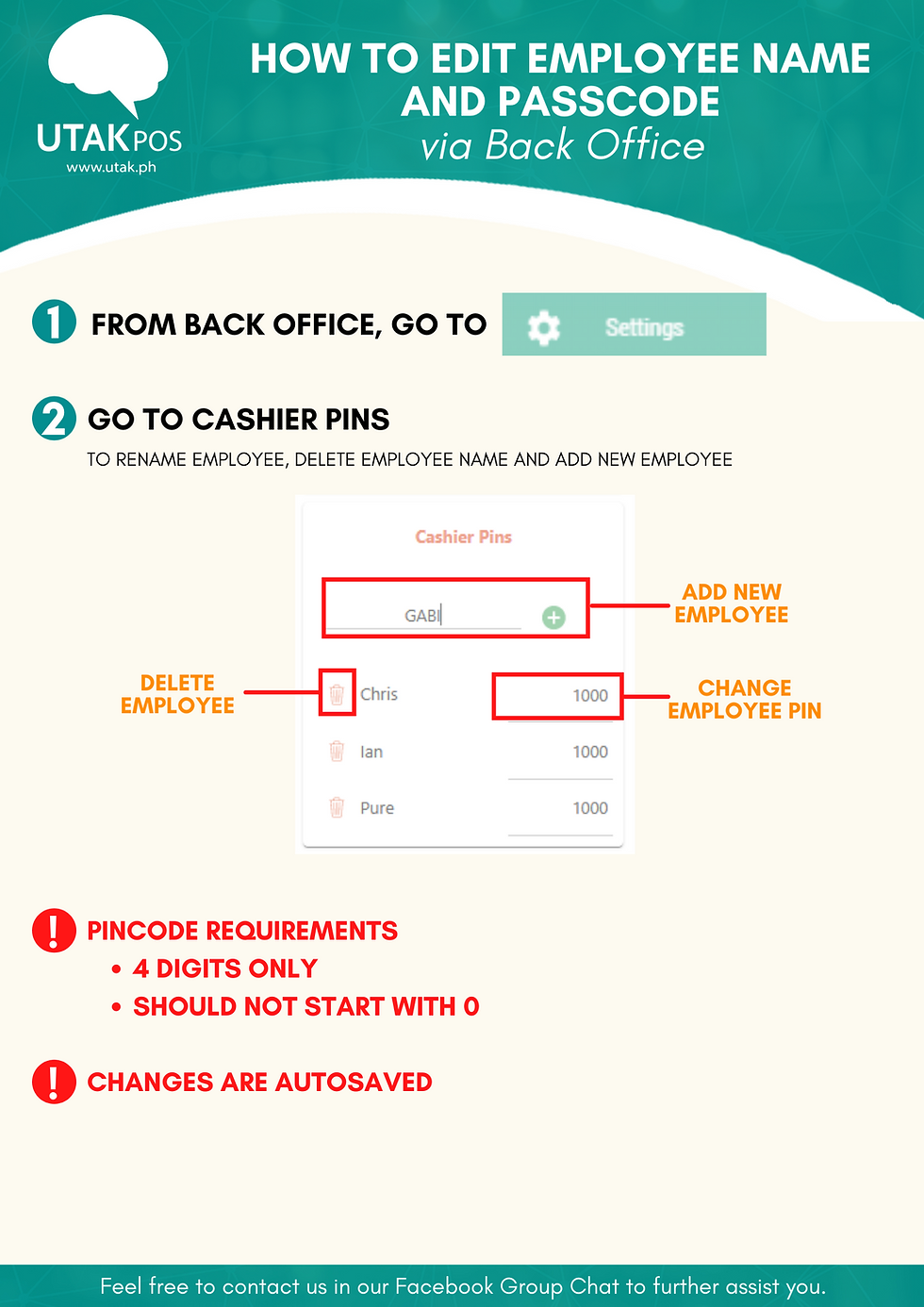 Settings | UTAK POS Guides