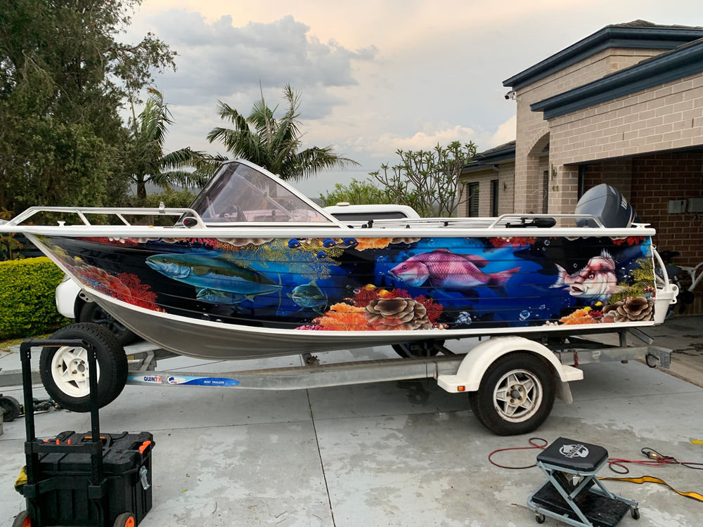 Quintrex 5.1 Coast Runner hull wrap with graphics - Sydney