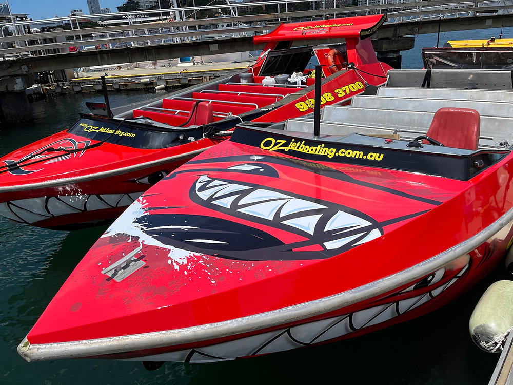 Graphics and signage for Oz Jet Boating in Sydney
