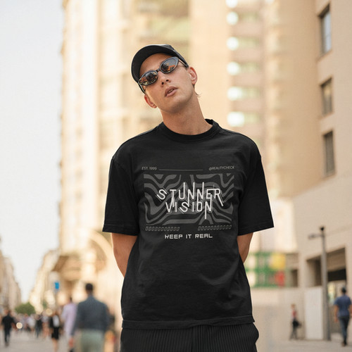STUNNER VISION Black Oversized T-shirt | Kafratii