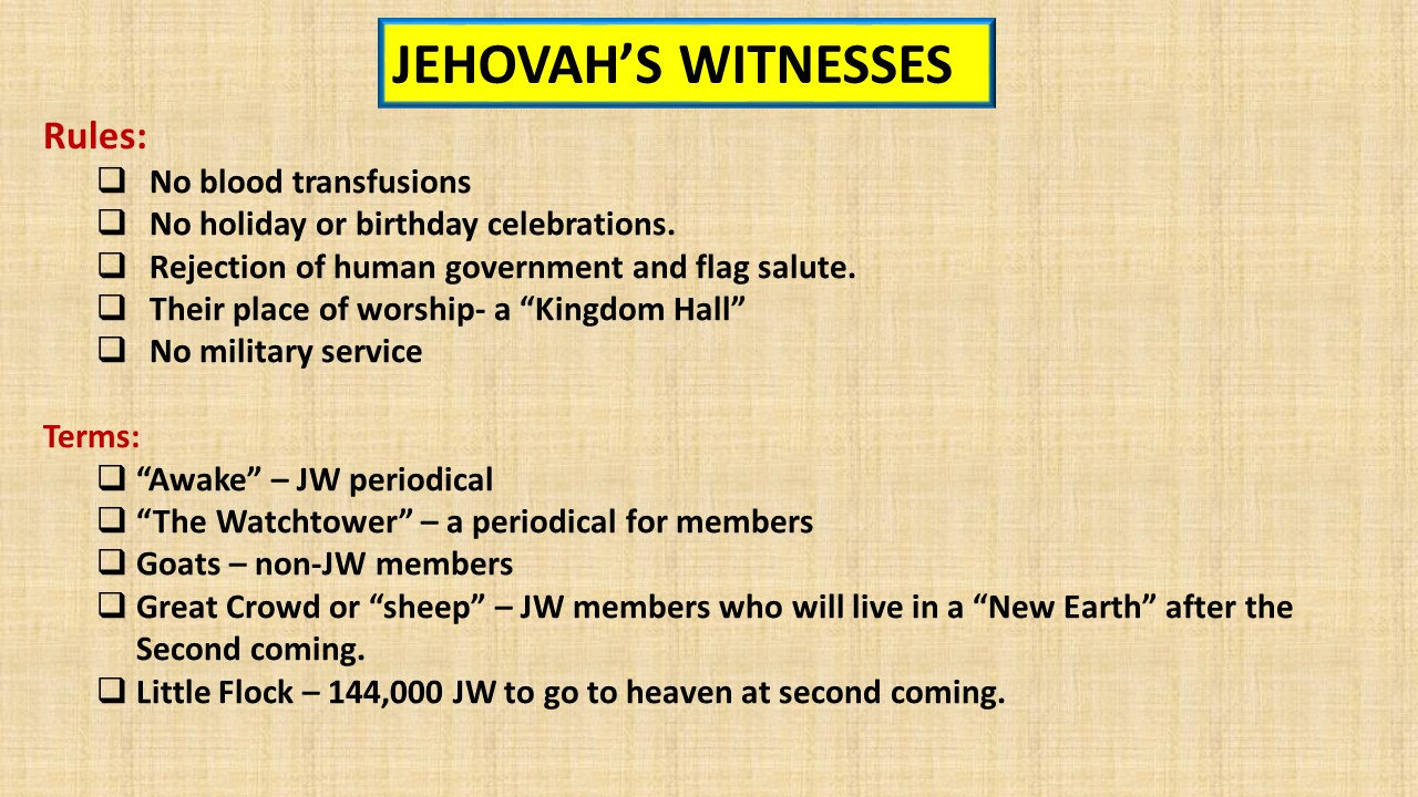 JEHOVAH'S WITNESSES THEOLOGY