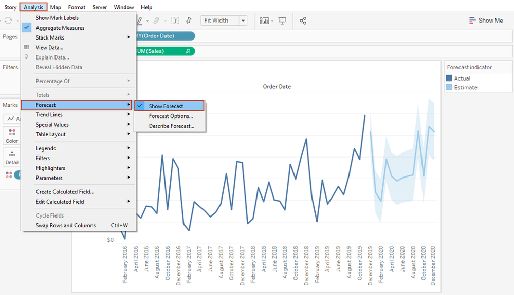 How to perform forecasting in Tableau