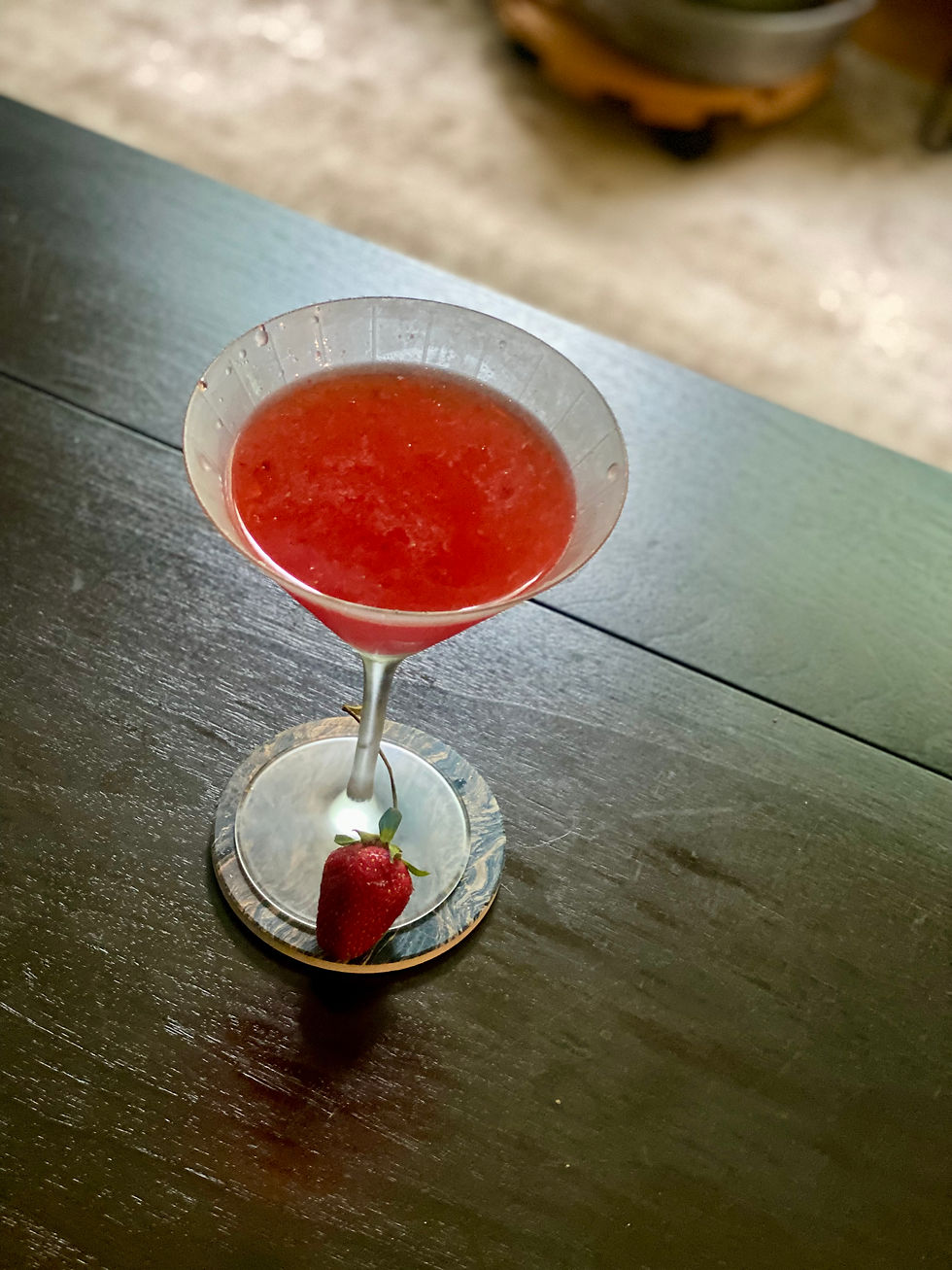 A Martini Moment with Some Strawberries and Lemon