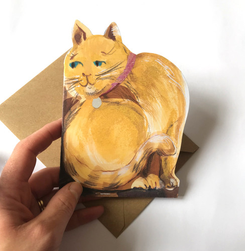 Mustard Cat Mantelpiece Card | estherkent