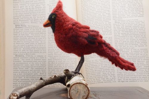 Needle Felted Cardinal Sculpture | OOAK | Windridge Fiber Farm