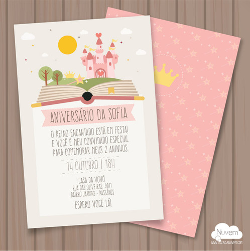 Convite Princesa Encantada p imprimir | nuvem-festadesign