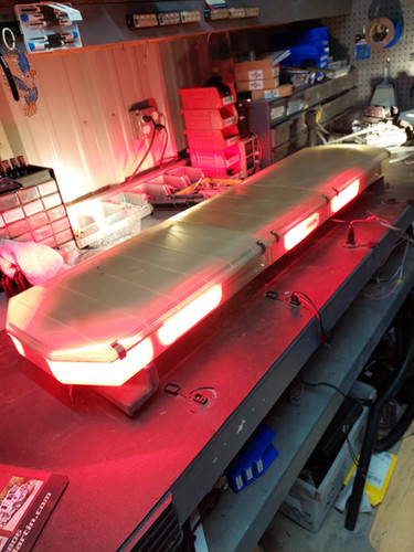 Code 3 RED with one RB split module RX2700 lightbar | Brooks Gov Surplus