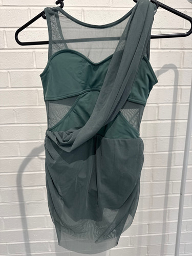 Balera Asymmetrical Mesh Drape Dress | Dance Donators