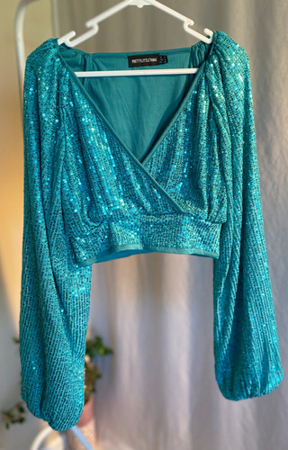 Aqua Sequin Top | Dance Donators