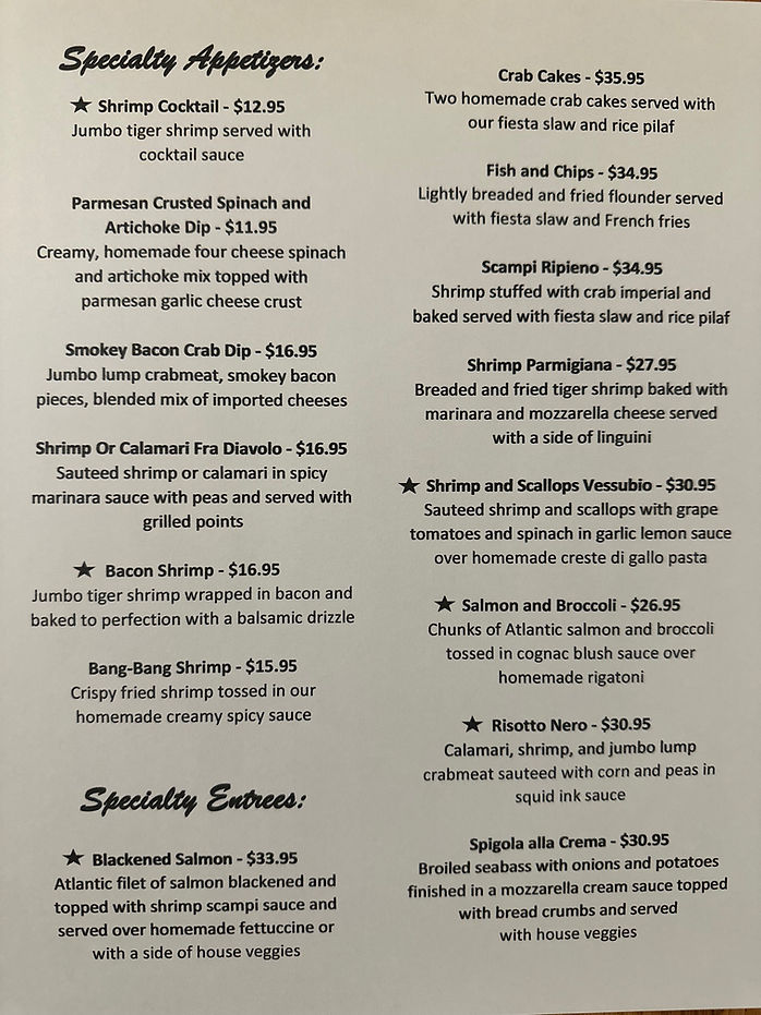 Menu | La Casetta Italian Bistro