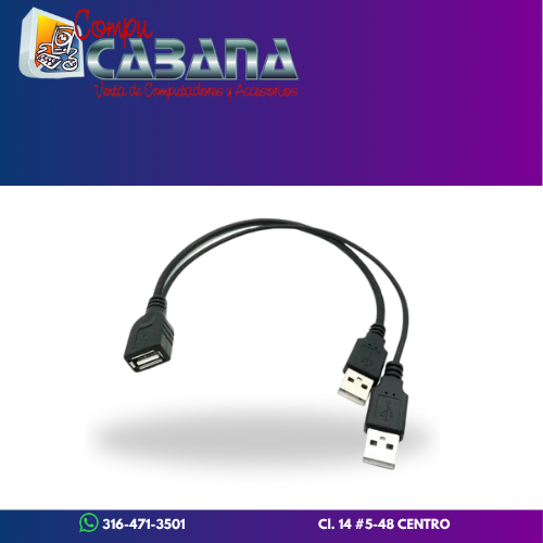 Cable Usb Doble Potencia 2 Machos A 1 Hembra 2.0 | Almacencompucabana