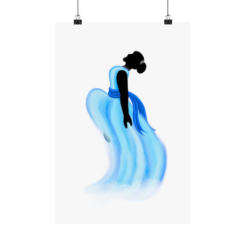 Blue Dancer Matte Poster — Silhouette Meets Color Art | Silhouette ...