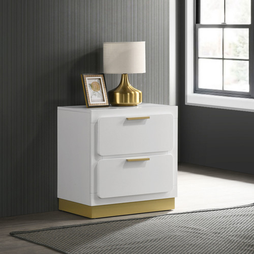 Maribel White and Gold Modern Nightstand | Home + Patio Gallery