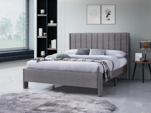 Perla Platform Bed Upholstered in Grey Fabric | Home + Patio Gallery