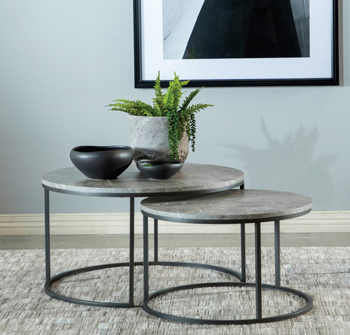 Lainey Round 2Pc Nesting Coffee Table in Grey | Home + Patio Gallery