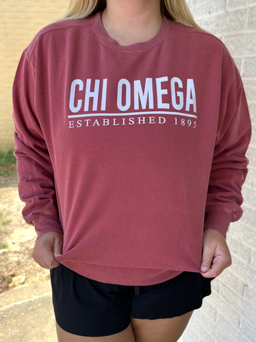 Chi Omega with Line and Established Date Sweatshirt and T-Shi | The ...