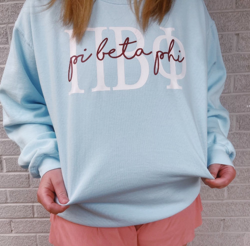 Pi Beta Phi Greek Letter with Script Sweatshirt | The Sorority Place