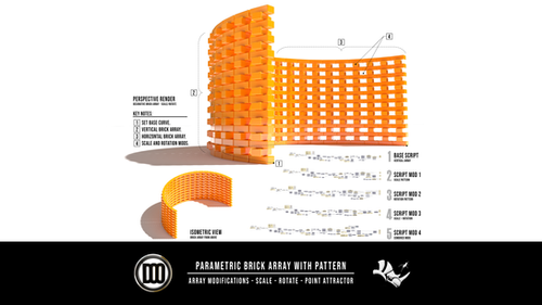 Parametric Brick Wall Array x5 Mods From Base Curve | David Copete