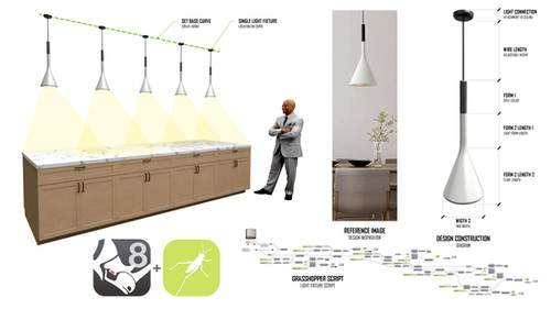 Parametric Pendant Ceiling Light with Curve Array | David Copete