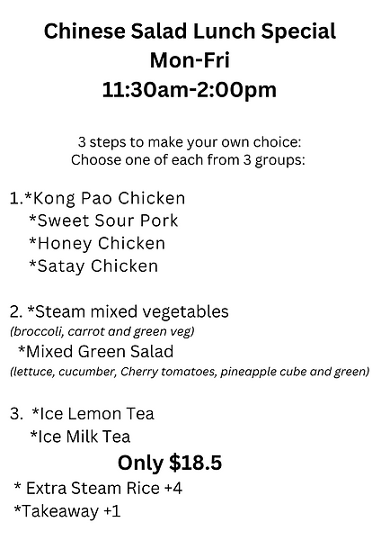 M-WOK Chinese Malaysian Restaurant Waverley Bronte Menu