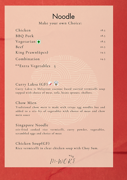 M-WOK Chinese Malaysian Restaurant Waverley Bronte Menu