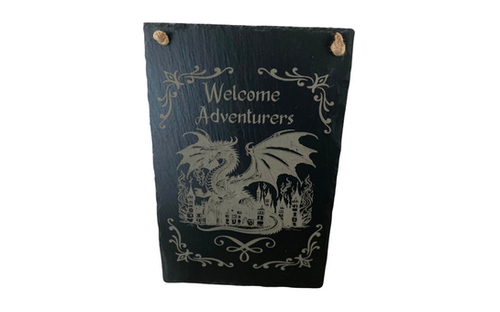 Welcome Adventurers, Dragon DND Themed Slate Wall Hanging Welcome Sign ...