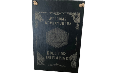 Welcome Adventurers, Roll for Initiative Slate Wall Hanging Welcome ...