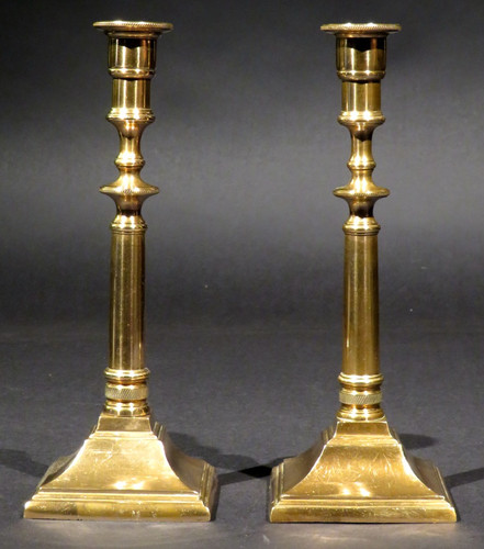 Rare Pair of 18th Century Cast Bell Metal Campaign Candlesticks ...