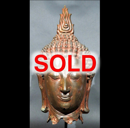 A Monumental 19 th Century Copper Alloy Head of Buddha Shakyamuni ...
