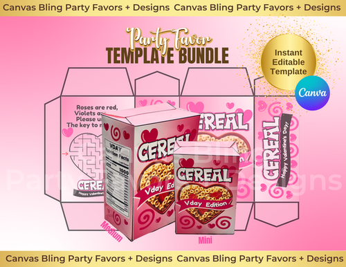 Valentine's Day Mini Cereal Box Template | Canvas Bling
