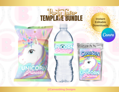 Unicorn Princess Template Bundle (editable) | Canvas Bling