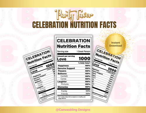 Celebration Nutrition Facts | Canvas Bling