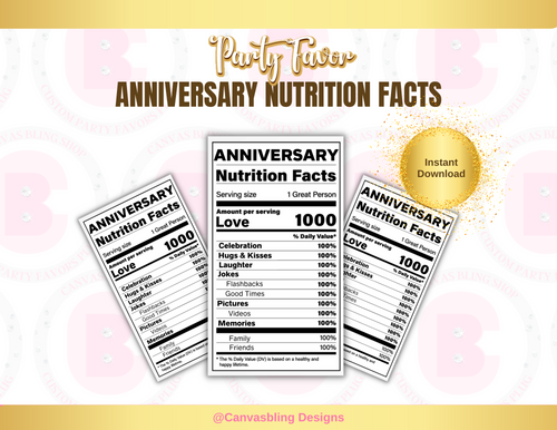 Anniversary Nutrition Facts | Canvas Bling