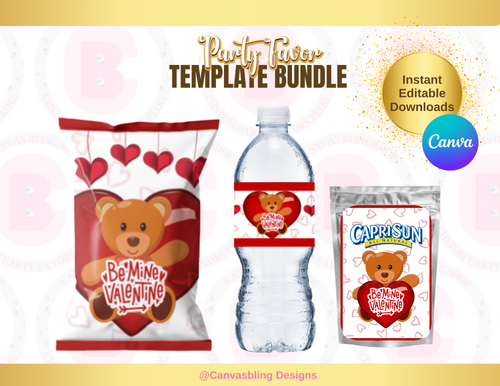 Teddy Love VDay Template Bundle (editable) | Canvas Bling