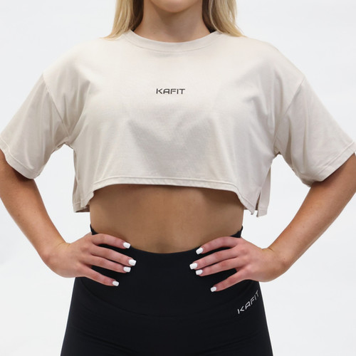 CLASSIC CROPPED TEE-BEIGE | KAFIT