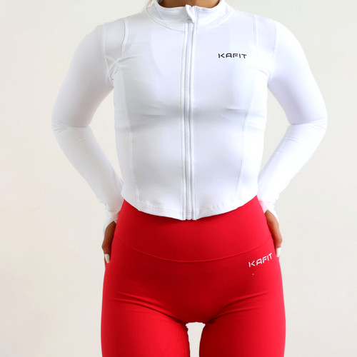 LONG SLEEVE ZIP JACKET-WHITE | KAFIT