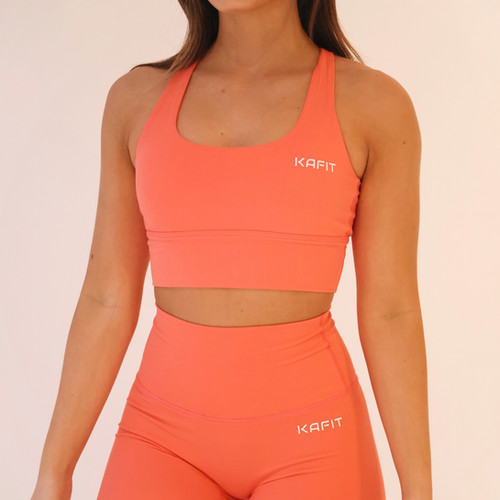 CROSS BACK PEACH SPORTS BRA | KAFIT