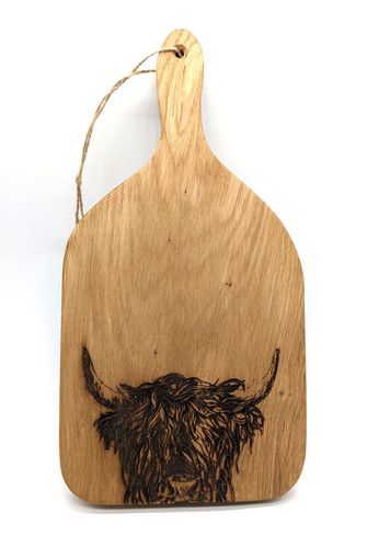 Highland Cow Small Hanging Oak Paddle | Miller & Hunt
