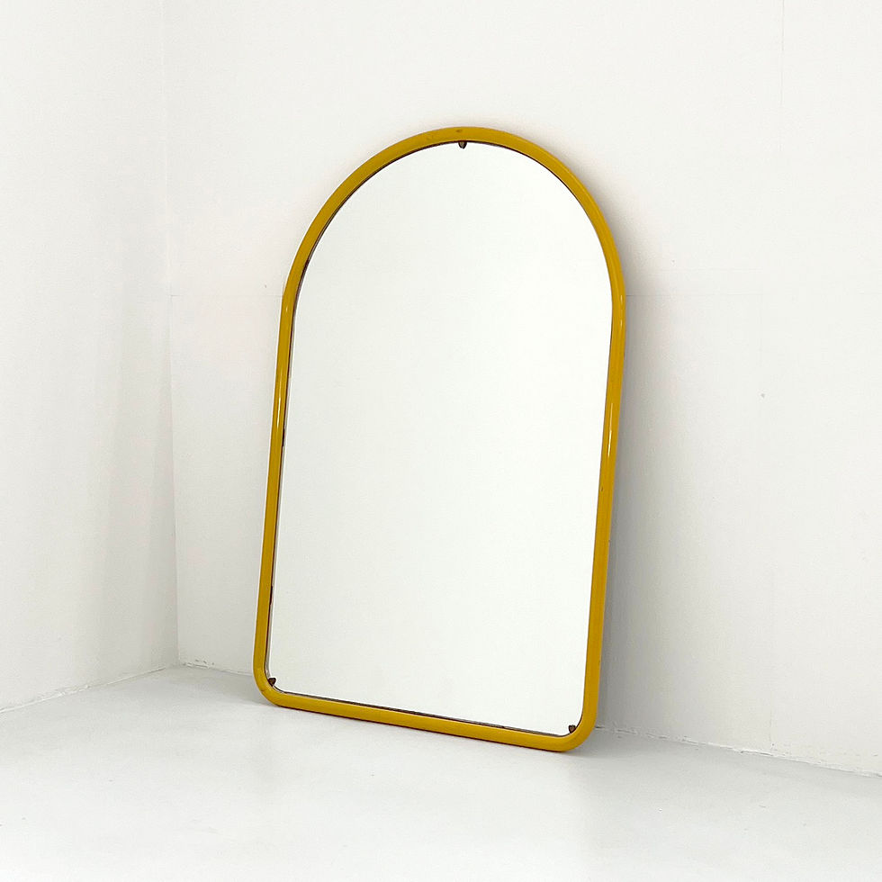 Large Metal Frame Yellow Mirror, 1970s | Kooloomodern