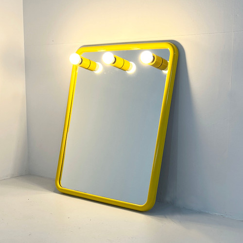 Yellow Mirror with Lights from Gedy, 1970s - SOLD | Kooloomodern