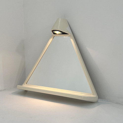Triangle Mirror with Light from Sieper, 1980s - SOLD | Kooloomodern