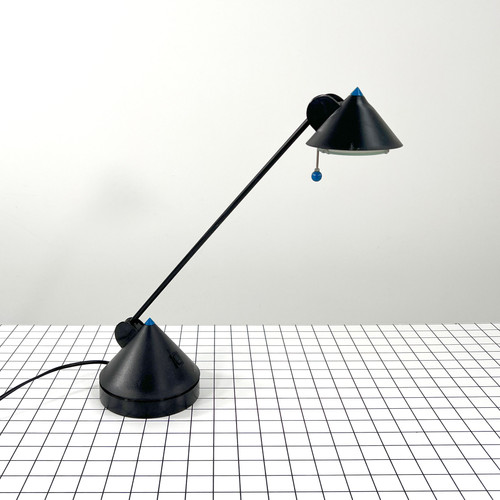 Postmodern Black & Blue Triangle Desk Lamp, 1980s - SOLD | Kooloomodern