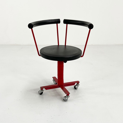 Postmodern Black & Red Desk Chair, 1980s - SOLD | Kooloomodern
