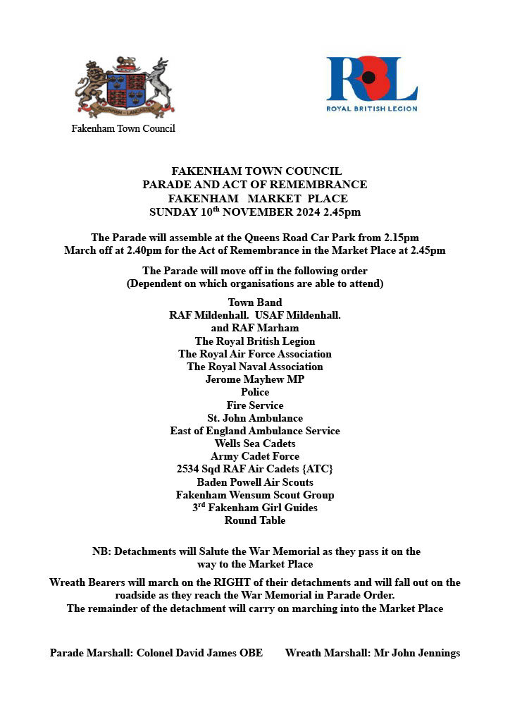 Parade and Act of Remembrance 2024