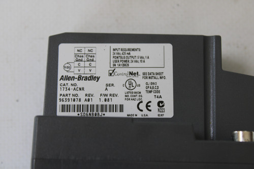Allen Bradley 1734-ACNR Series A Point I/O 24V DC ControlNet Adapter ...